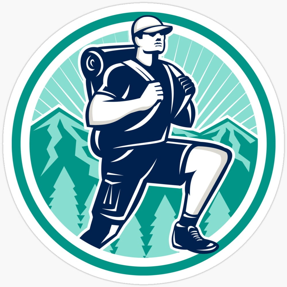 DOPASTICKER Hiker Hiking Mountain Retro Sticker Phone Decal Water ...
