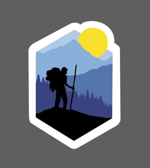 DOPASTICKER Hiker Sticker Mountain Scene Nature Wildlife Sticker Phone ...