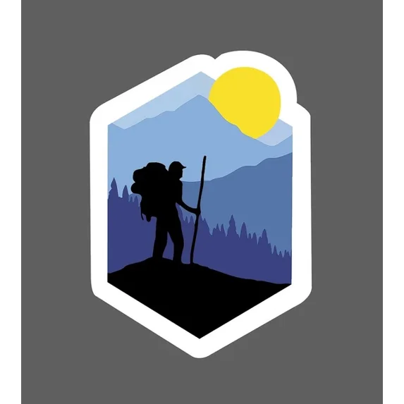 DOPASTICKER Hiker Sticker Mountain Scene Nature Wildlife Sticker Phone ...