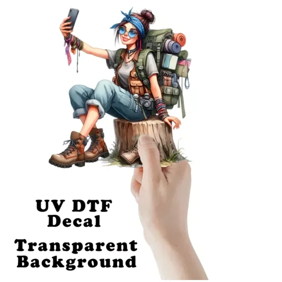 DOPASTICKER Hiking Girl Taking Se.Lfie Sticker, Design Preview Only ...