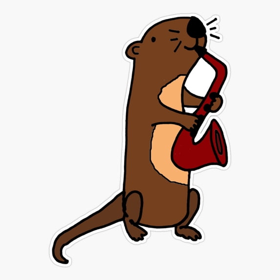 DOPASTICKER Hilarious Cool Otter Playing Saxophone Sticker, Phone ...