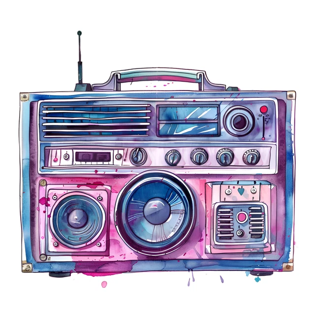 DOPASTICKER Hip Hop Boom Box Sticker Watercolor Music Old School Rap ...