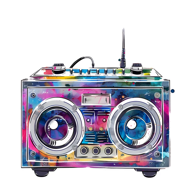 DOPASTICKER Hip Hop Boom Box Sticker Watercolor Music Old School Rap ...