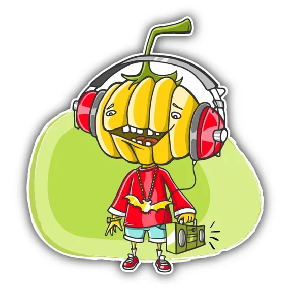 DOPASTICKER Hip Hop Pumpkin Sticker Decal Phone Decal Water Bottle ...
