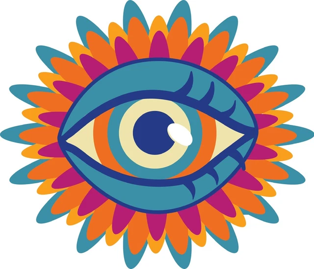 DOPASTICKER Hippie Eye Flower Sticker Cute Bright Colors Rainbow Hippie ...