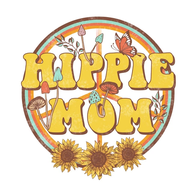 DOPASTICKER Hippie Mol Sticker Flowers Groovy Trippy Boho Chic Shabby ...