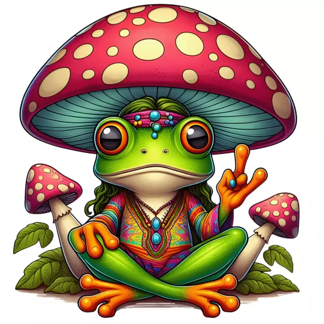 DOPASTICKER Hippie Peace Frog Sticker Beautiful Colorful Vivid Bright ...