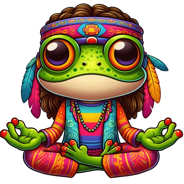 DOPASTICKER Hippie Peace Frog Sticker Beautiful Colorful Vivid Bright ...