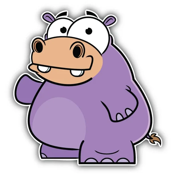 DOPASTICKER Hippo Cartoon Sticker Decal Phone Decal Water Bottle ...