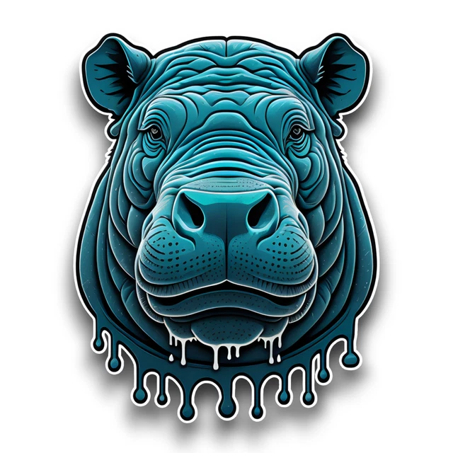 DOPASTICKER Hippo Hippopotamus Dripping Effect Animal Head Sticker ...