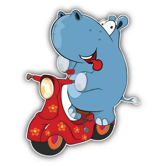 DOPASTICKER Hippo Scooter Sticker Decal Phone Decal Water Bottle ...