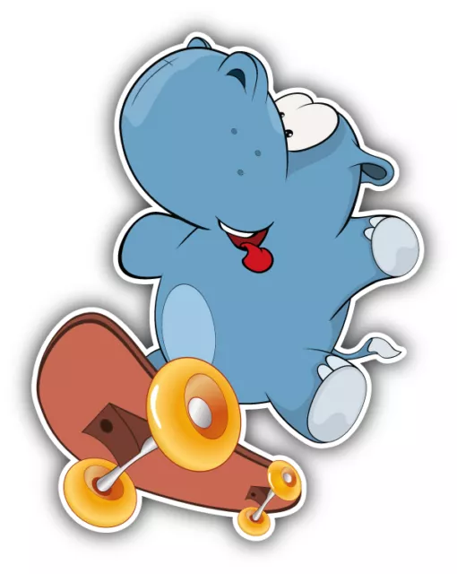DOPASTICKER Hippo Skater Sticker Decal Phone Decal Water Bottle ...