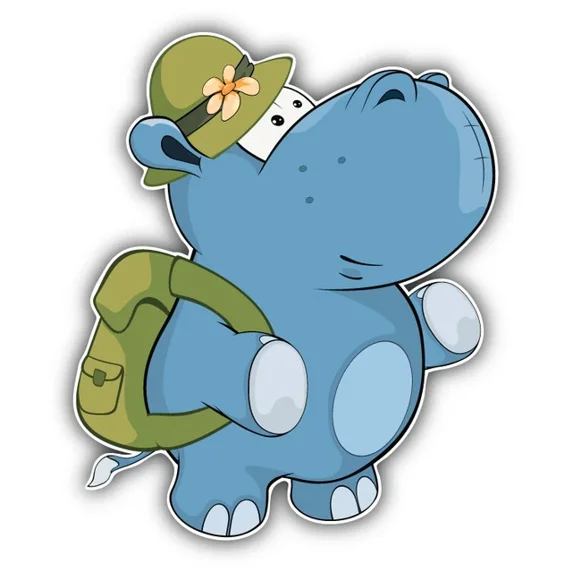 DOPASTICKER Hippo Traveler Sticker Decal Phone Decal Water Bottle ...