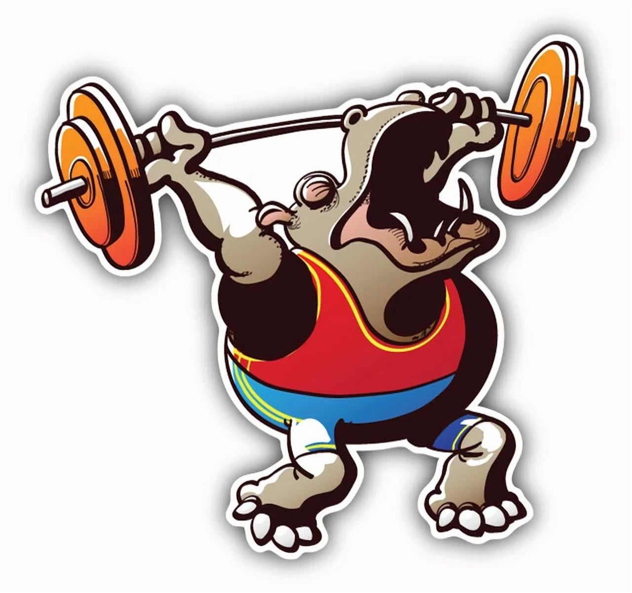 DOPASTICKER Hippo Weightlifter Cartoon Art Decor Car Sticker Phone ...