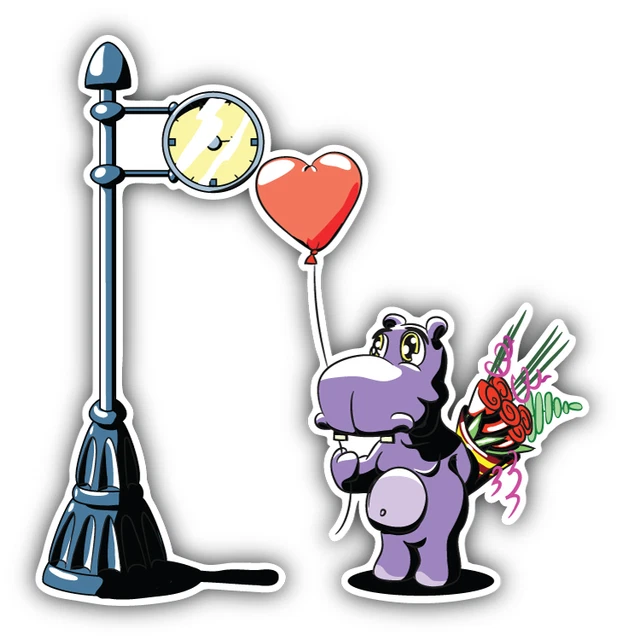 DOPASTICKER Hippo With Flowers Sticker Decal Phone Decal Water Bottle ...