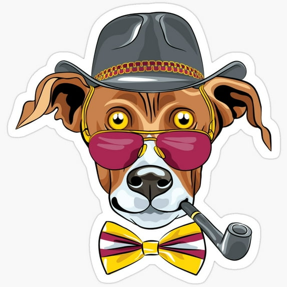 DOPASTICKER Hipster Greyhound Dog In A Hat, Glasses And Bow Tie ...