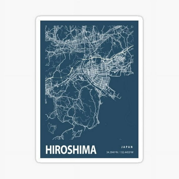 DOPASTICKER Hiroshima Blueprint City Map Sticker Phone Decal Water Bottle Stickers, Cars ...
