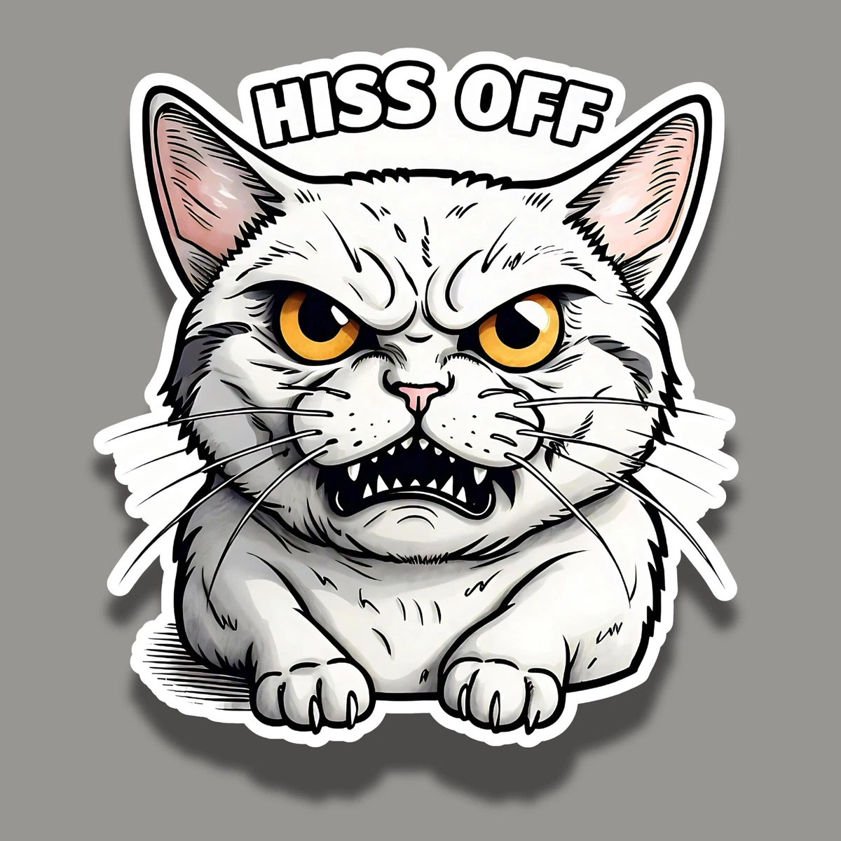DOPASTICKER Hiss Off Angry Cat Rebellious Annoyed Sticker Waterproof ...