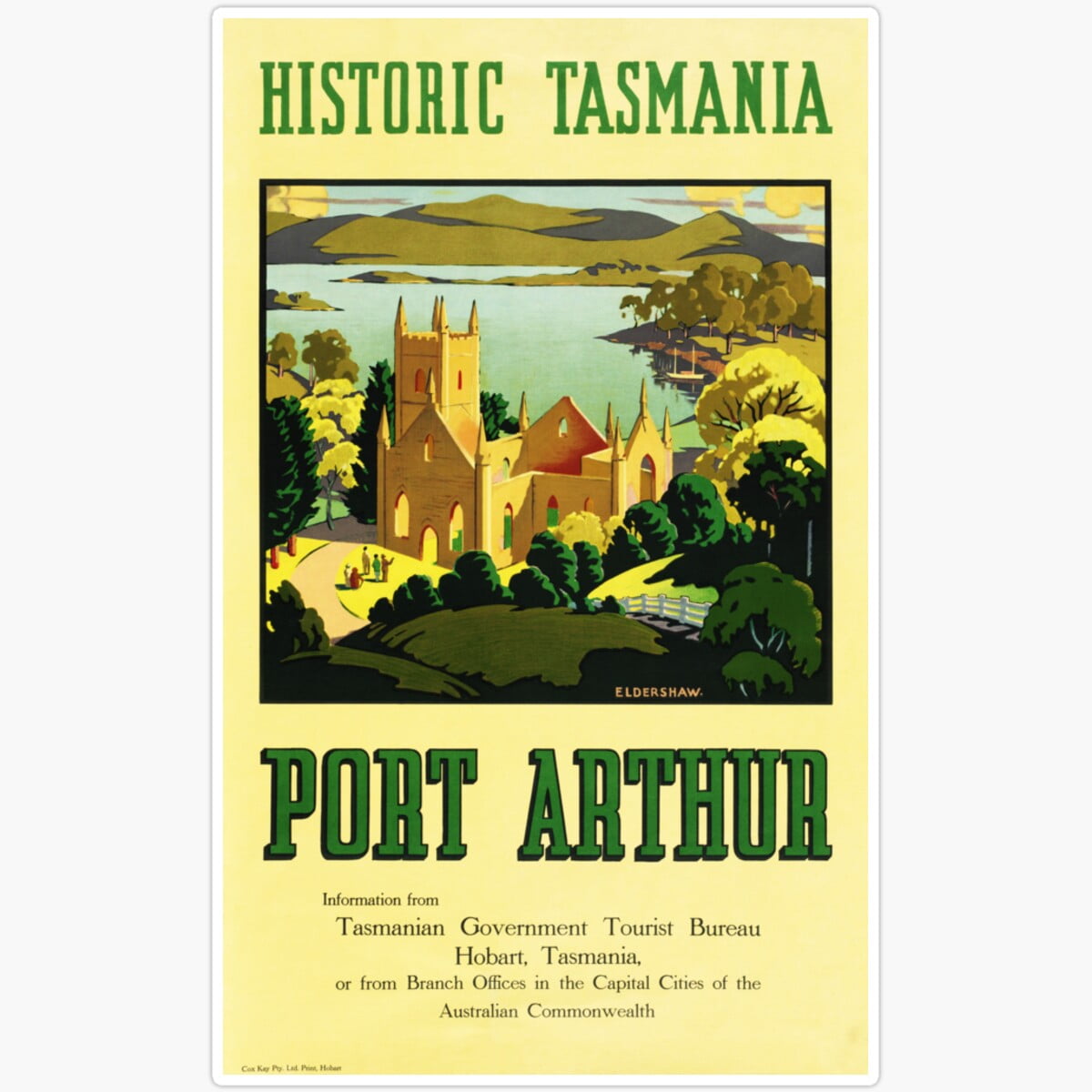 DOPASTICKER Historic Tasmania Port Arthur Tourist Bureau Vintage ...