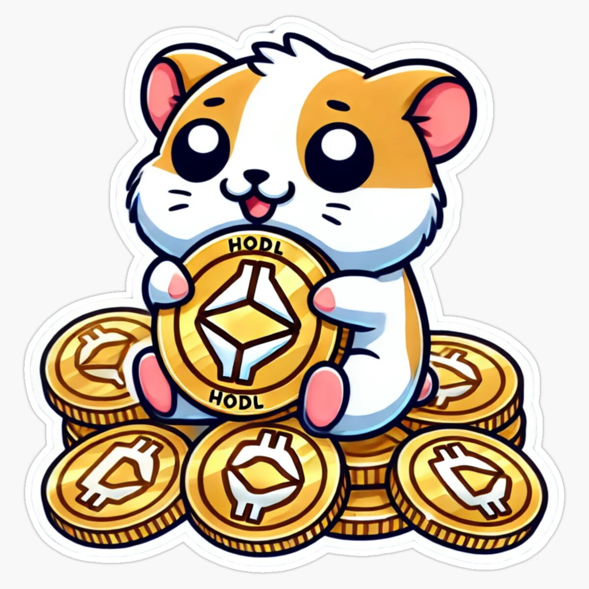 DOPASTICKER Hodl Hamster Sticker, Phone Sticker Water Bottle Sticker ...