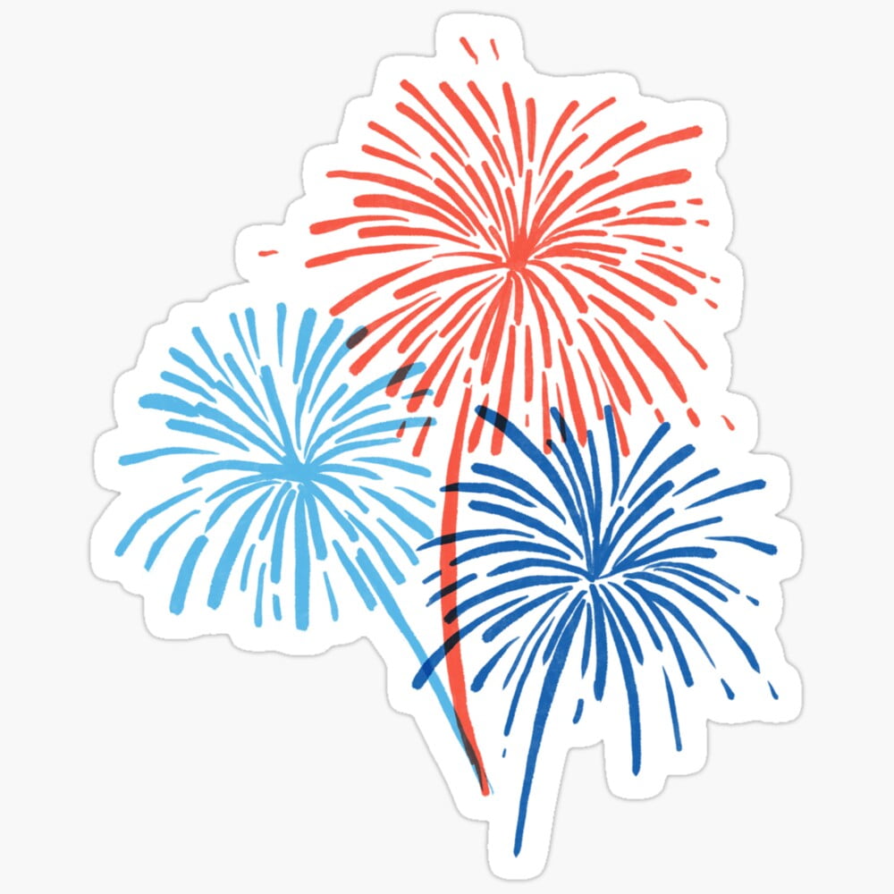 DOPASTICKER Holiday Red White And Blue Firework 4Th Of July Sticker ...