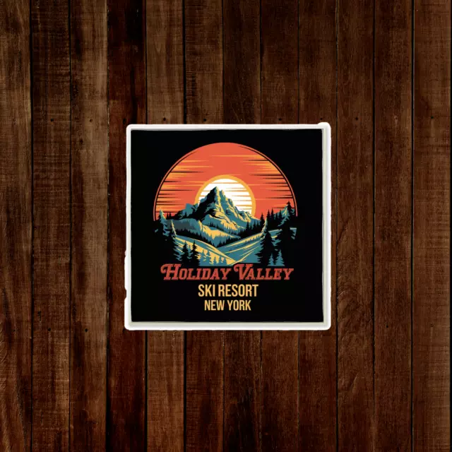DOPASTICKER Holiday Valley Ski Resort New York Retro Sunset Mountain ...