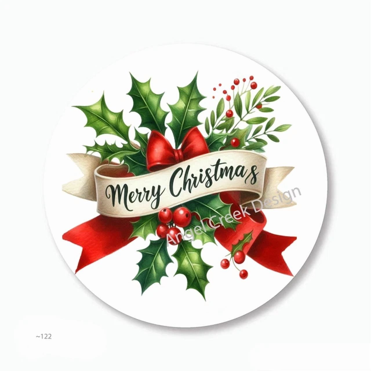 DOPASTICKER Holly Berries Ribbon Merry Chri.Stm.As Scrapbook Stickers ...