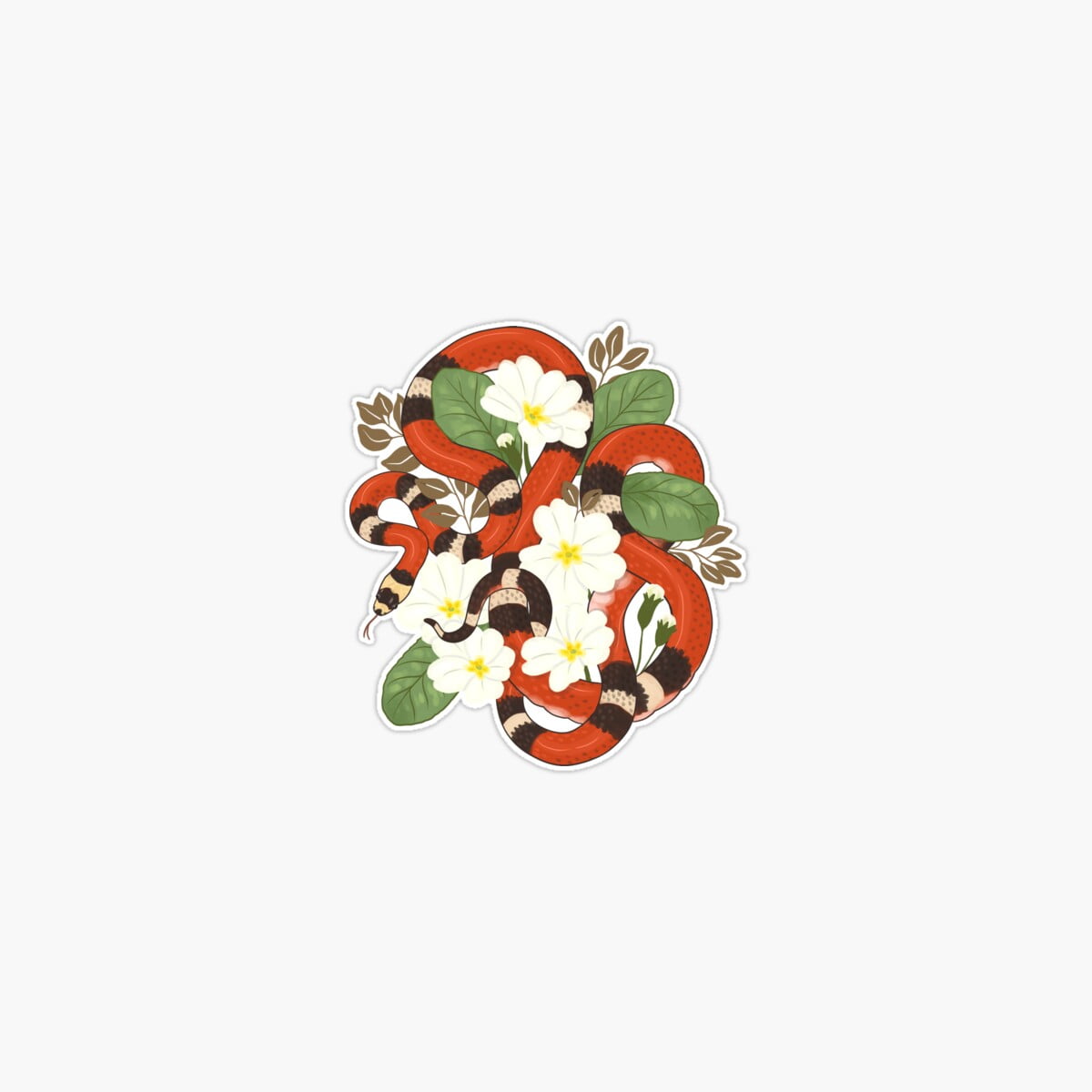 DOPASTICKER Honduran Milk Snake And Primroses Sticker, Phone Sticker ...