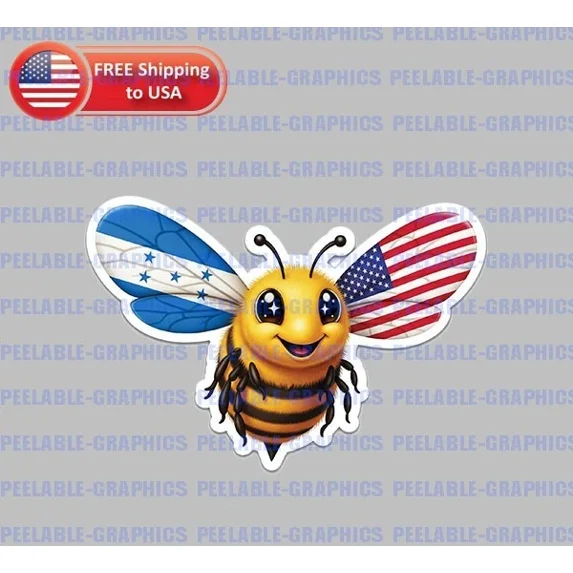 DOPASTICKER Honduras American Flag Bumble Bee Sticker Honduran America ...