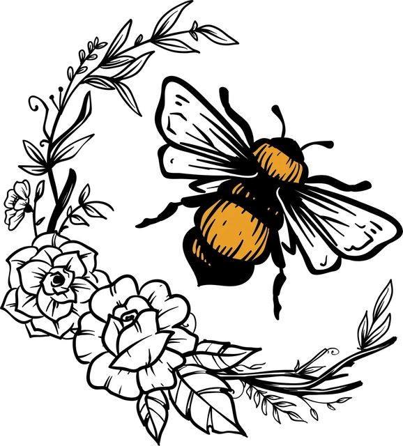 DOPASTICKER Honey Bee Flower Sticker Tattoo Pollen Travel Insect Hive ...