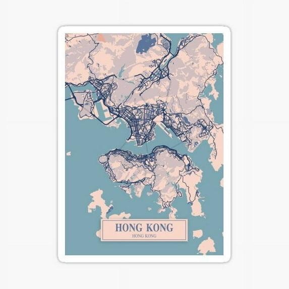 DOPASTICKER Hong Kong City Map Sticker Phone Decal Water Bottle ...