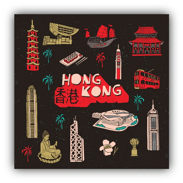 DOPASTICKER Hong Kong Illustration Sticker Decal Phone Decal Water ...
