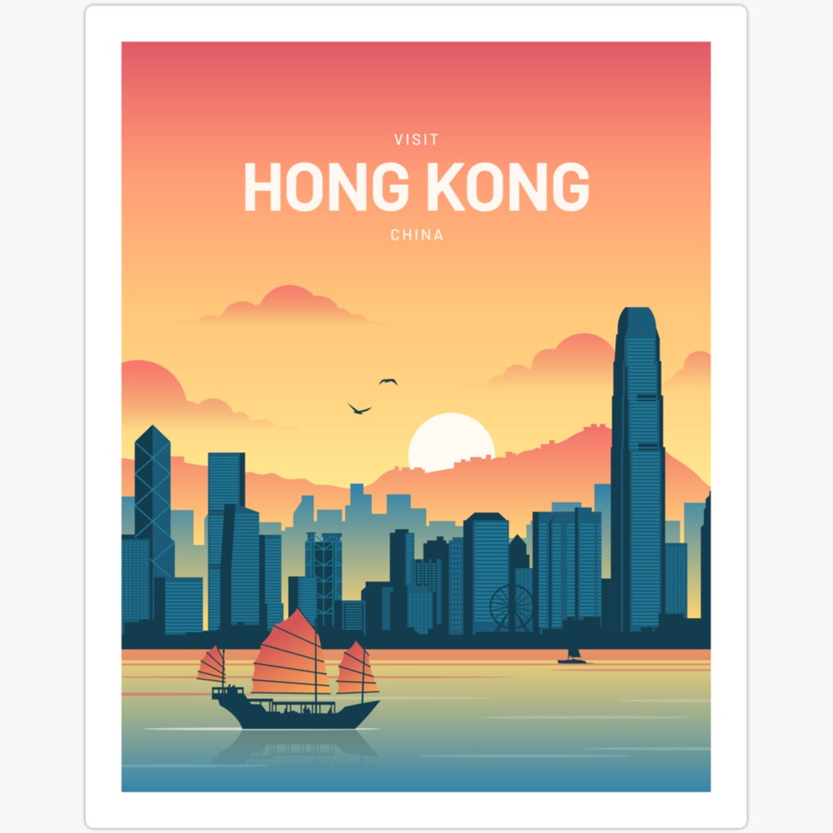 DOPASTICKER Hong Kong Vintage Travel Sticker Decorative Laptop, Phone ...
