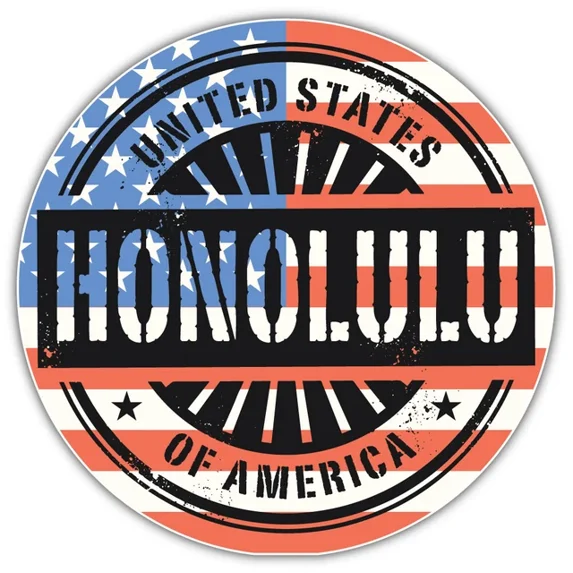 DOPASTICKER Honolulu Usa State Flag Grunge Emblem Car Sticker Phone ...