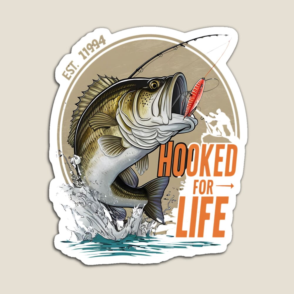 DOPASTICKER Hooked For Life - Im Hooked On Fishing - Hooked On ...