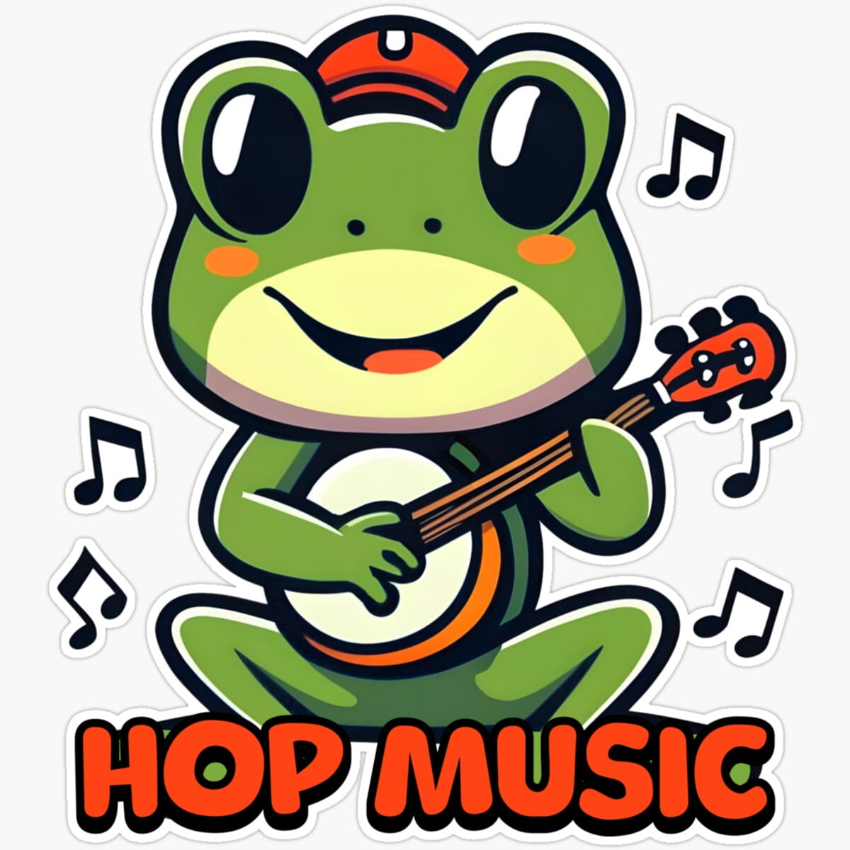 DOPASTICKER Hop Music! Cute Banjo Frog Sticker Decorative Laptop, Phone ...