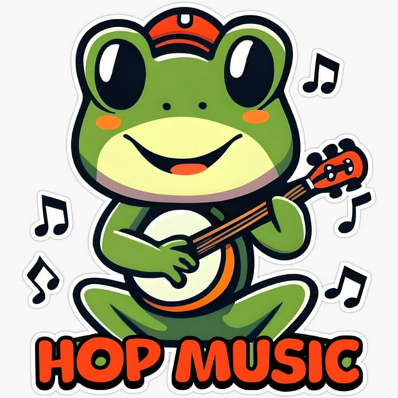 DOPASTICKER Hop Music! Cute Banjo Frog Sticker Decorative Laptop, Phone ...