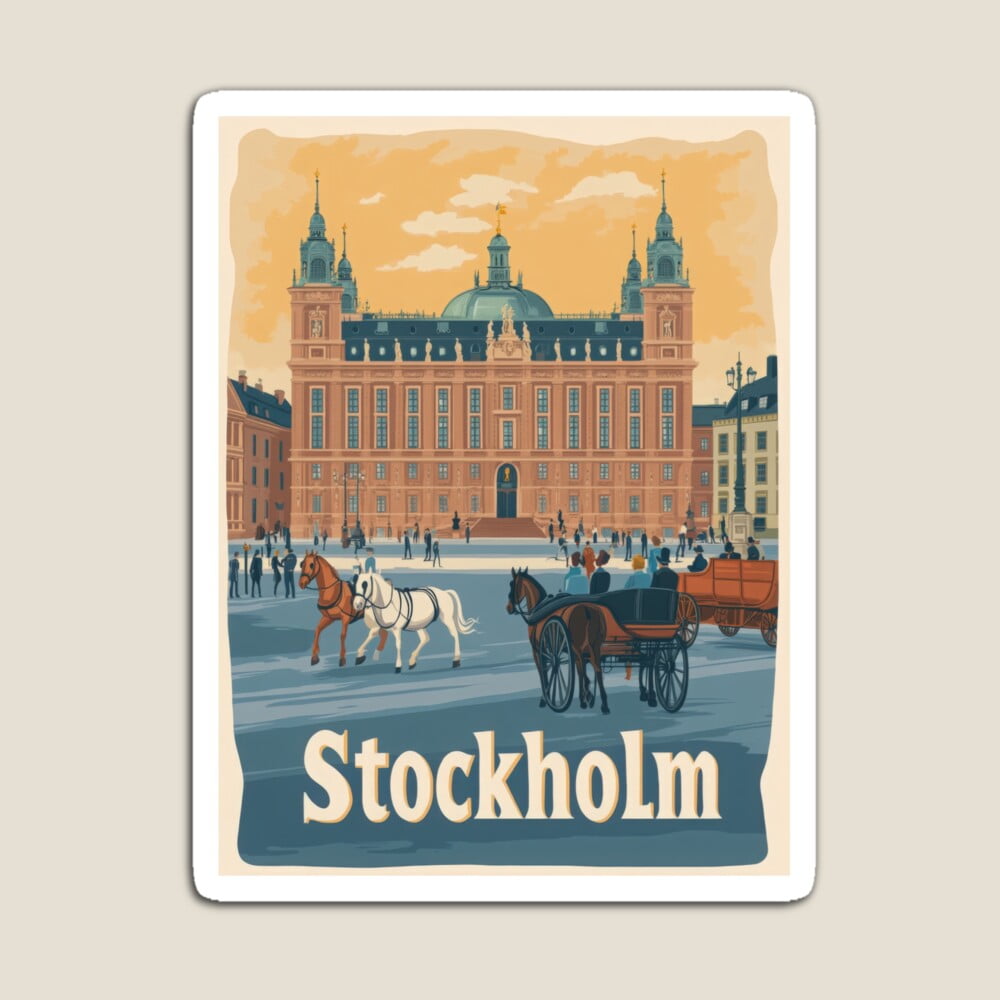 DOPASTICKER Horse-Drawn Carriages Traverse A Charming Square In ...