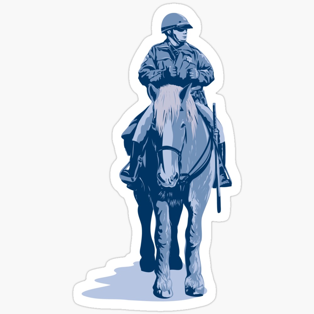 DOPASTICKER Horse Mounted Patrol Police Officer Front View Wpa Art ...