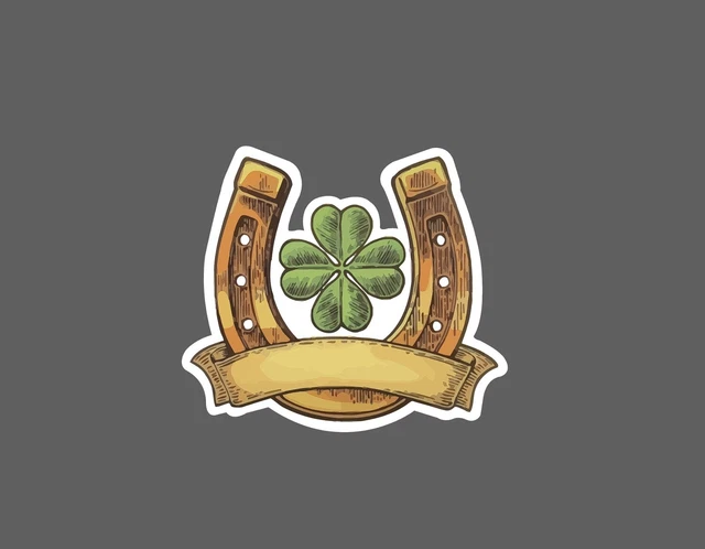 DOPASTICKER Horseshoe Sticker Clover 4 Leaf Lucky Country Western ...
