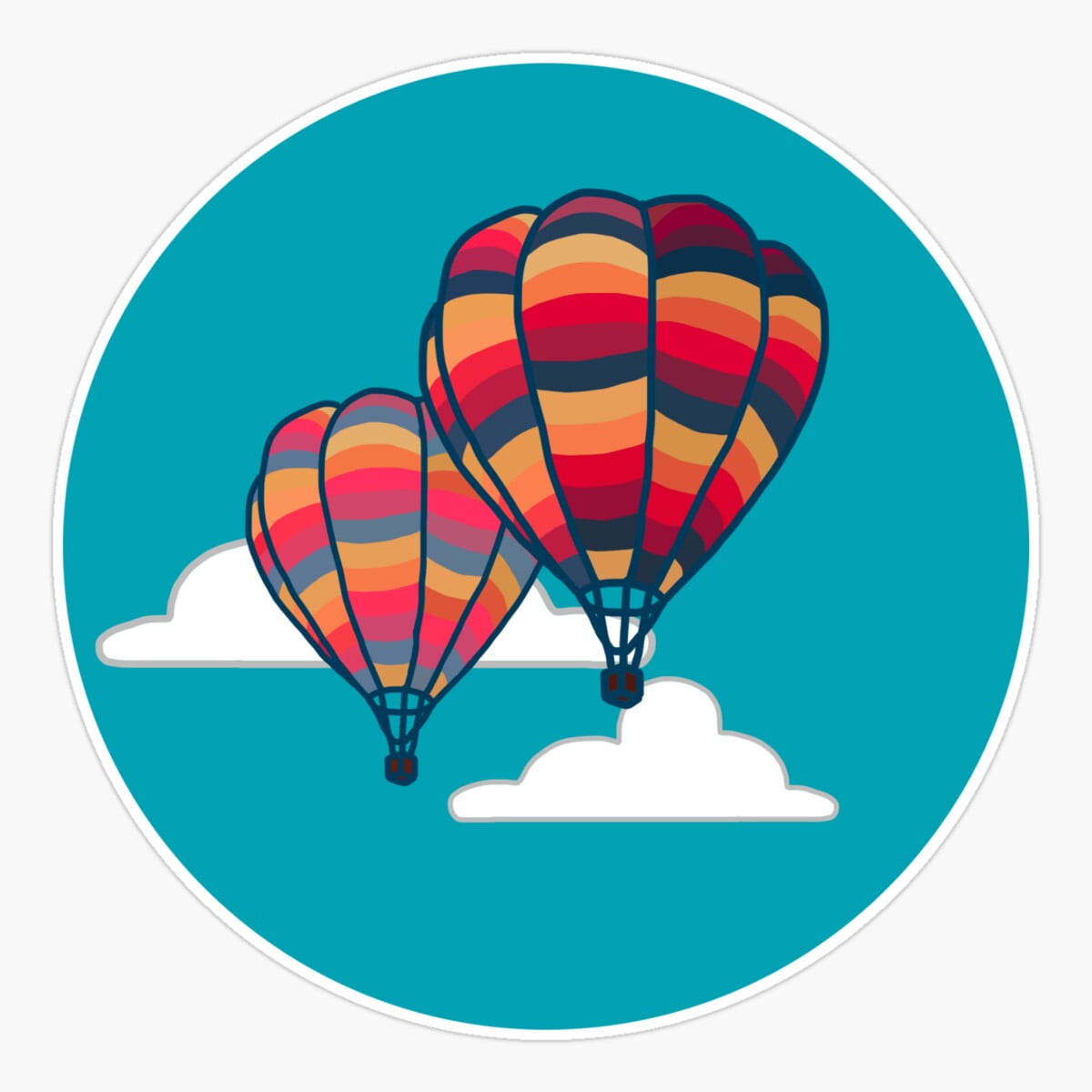 DOPASTICKER Hot Air Balloons. Sticker, Phone Sticker Water Bottle ...