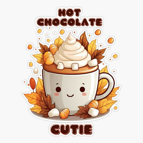DOPASTICKER Hot Chocolate Cutie Adorable Kawaii Mug Marshmallows Autumn ...