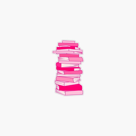 DOPASTICKER Hot Pink Stack Of Books Sticker, Phone Sticker Car Stickers ...