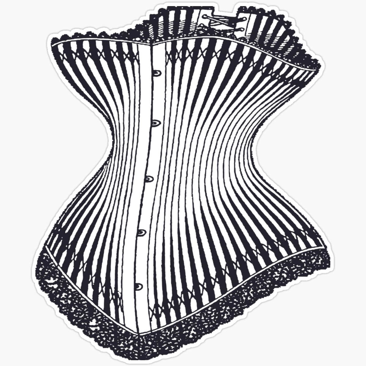 DOPASTICKER Hourglass Corset Vintage Style Black And White Illustration ...