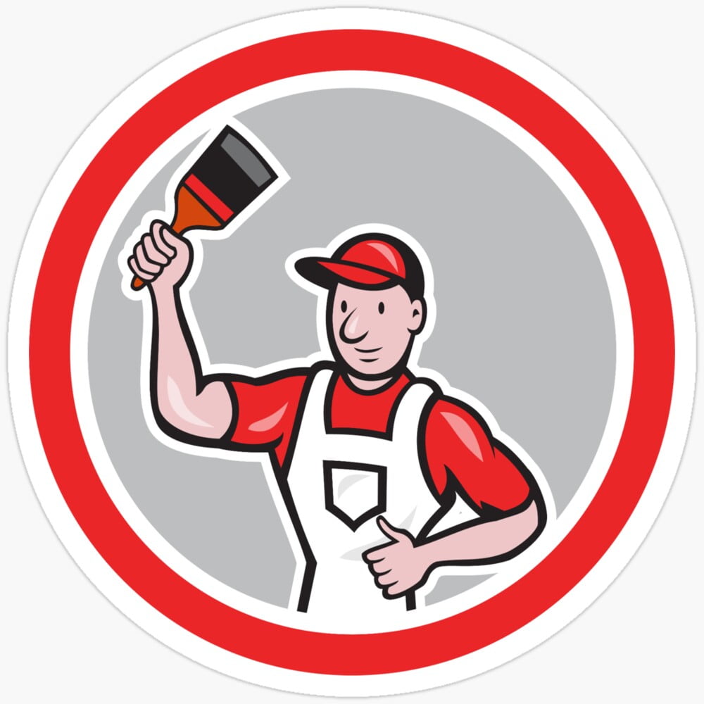 DOPASTICKER House Painter Holding Paintbrush Circle Sticker Phone Decal ...