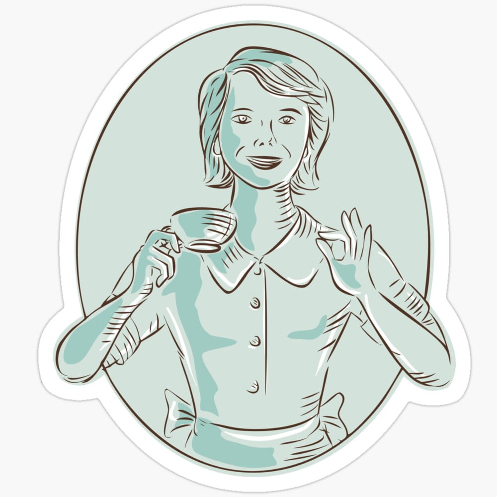 DOPASTICKER Housewife Drinking Cup Of Coffee Sticker Phone Decal Water ...