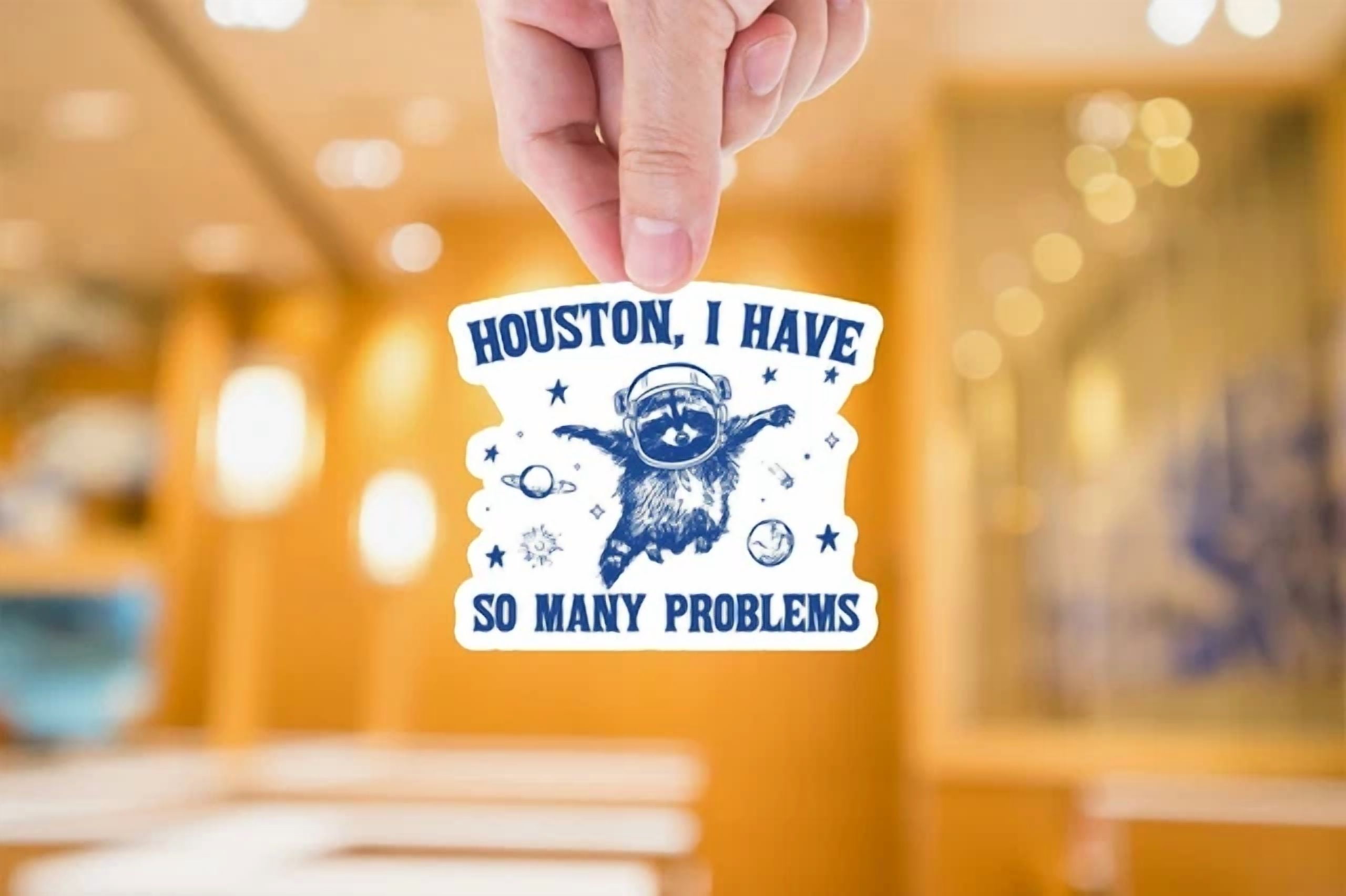 DOPASTICKER Houston, I Have So Many Problems Sticker, Animal In Space ...
