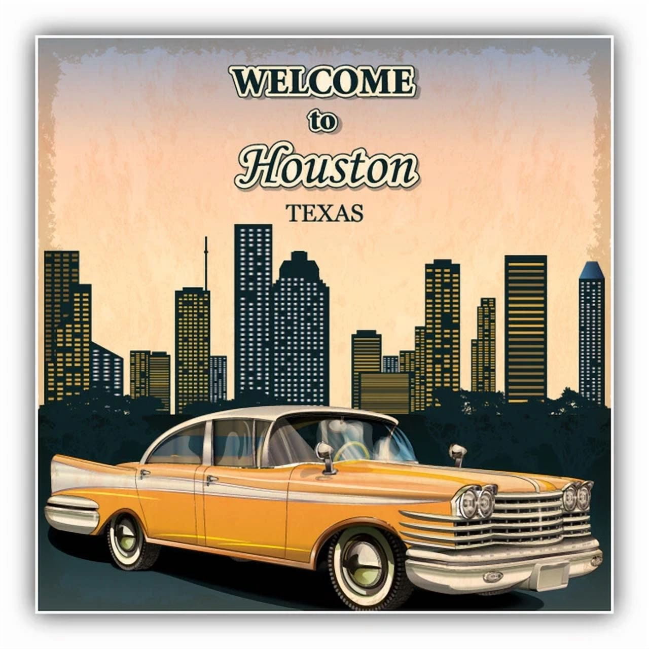 DOPASTICKER Houston Texas Retro Welcome Sticker Decal Phone Decal Water ...