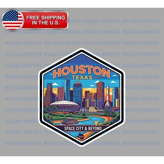DOPASTICKER Houston Texas Sticker Souvenir Travel Sticker Phone Sticker ...