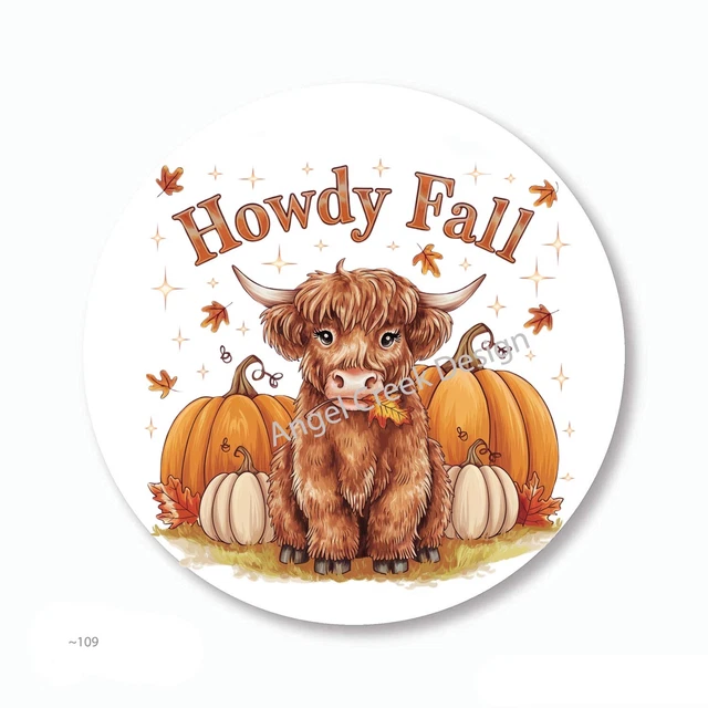 DOPASTICKER Howdy Fall Autumn Highland Cow Scrapbook Stickers Phone ...